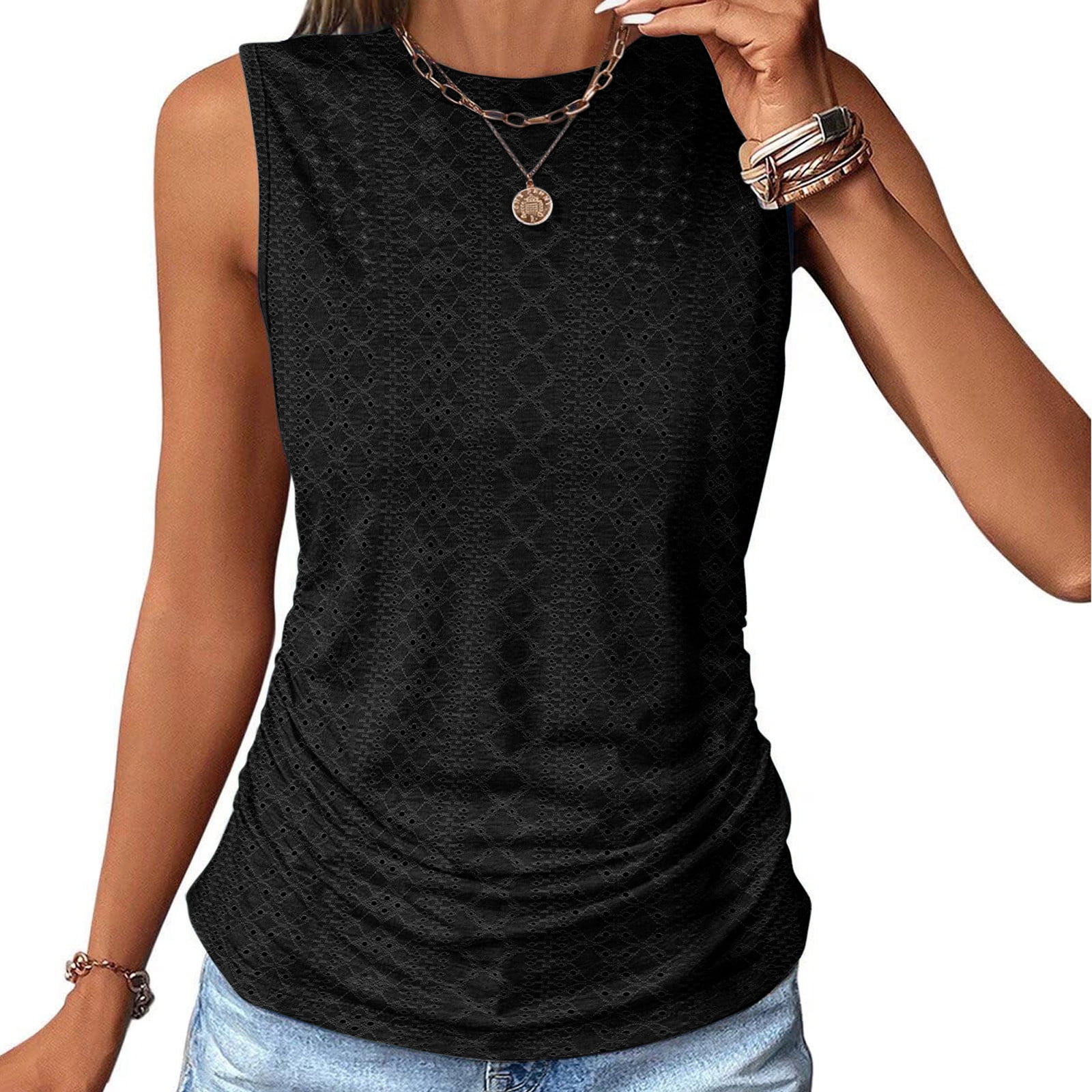 YANHAIGONG Summer Savings!Women's Eyelet Tanks & Camis,Womens Eyelet ...