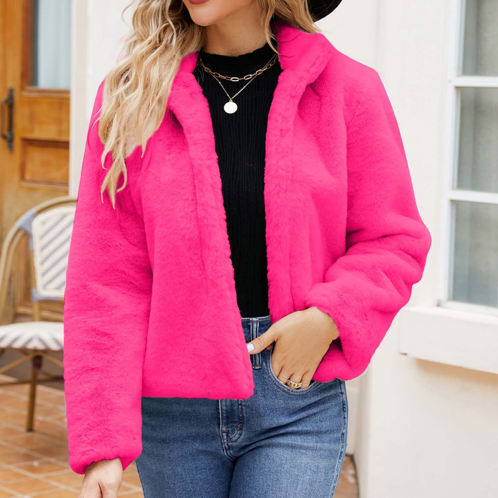 YANHAIGONG Winter Fluffry Coatfor Women Warm Faux Fur Coat Fashion ...