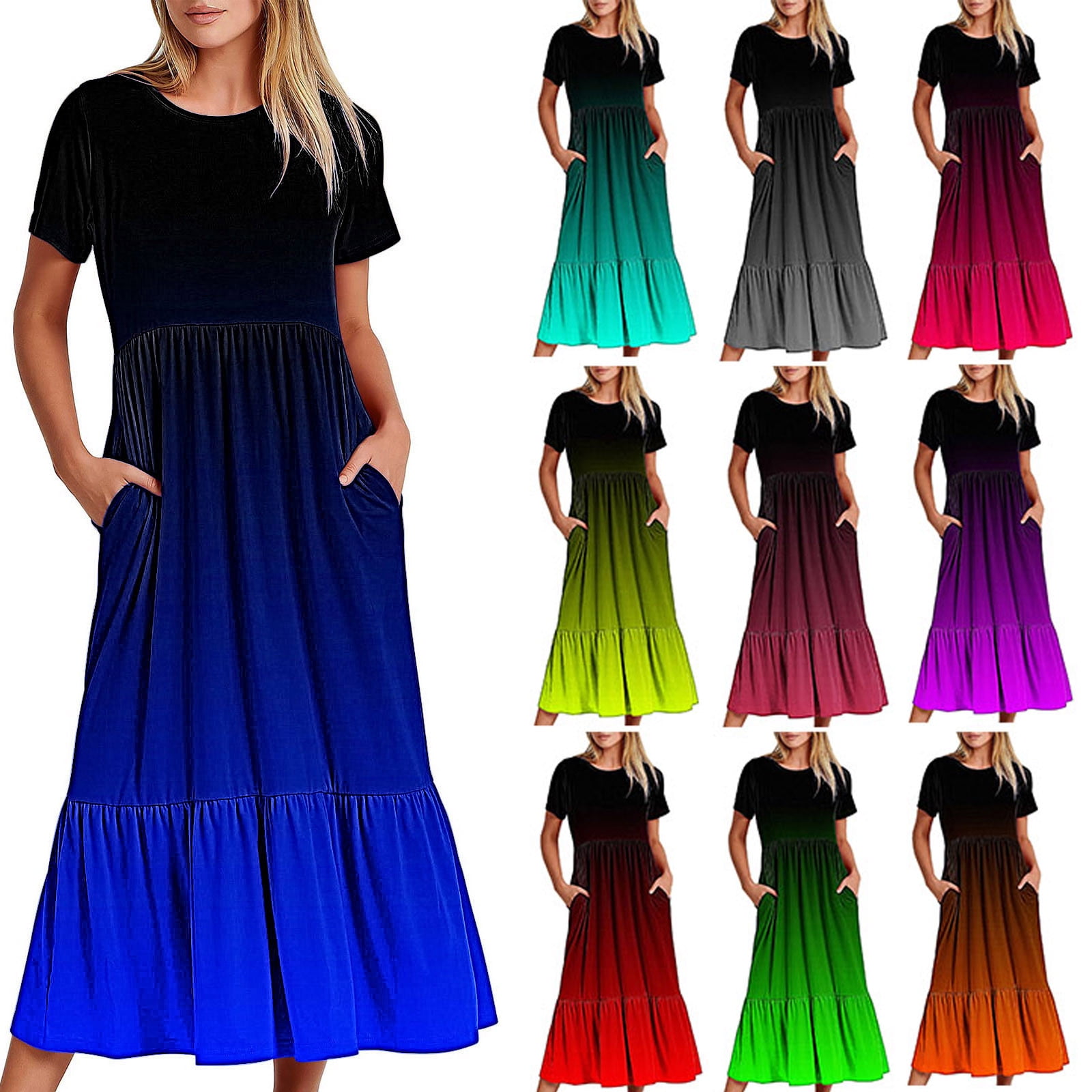 YANHAIGONG Women's Summer Flowy Tiered Maxi Dress ,Long Maxi Dresses ...