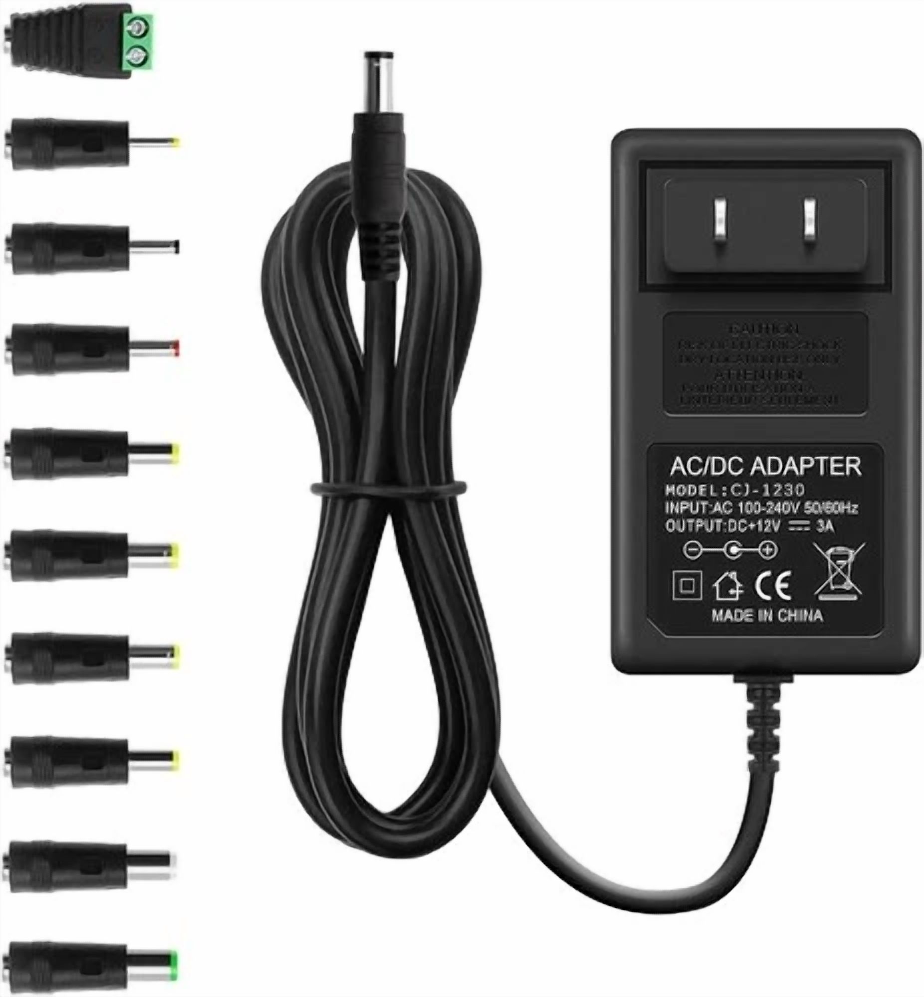 YANI- 12V 3A Power Supply Adapter 36W Ac/Dc Charger Ac 100V-240V To Dc ...