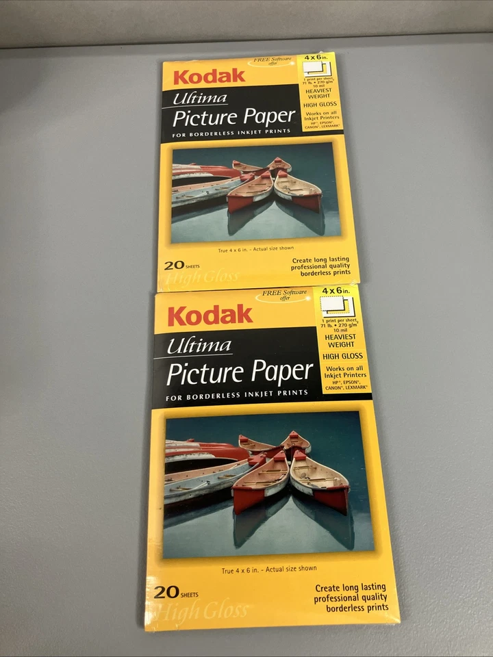 YANI- Kodak Ultima Picture Paper 4X6 Inkjet Printer Lot Of 2 20 Sheets ...