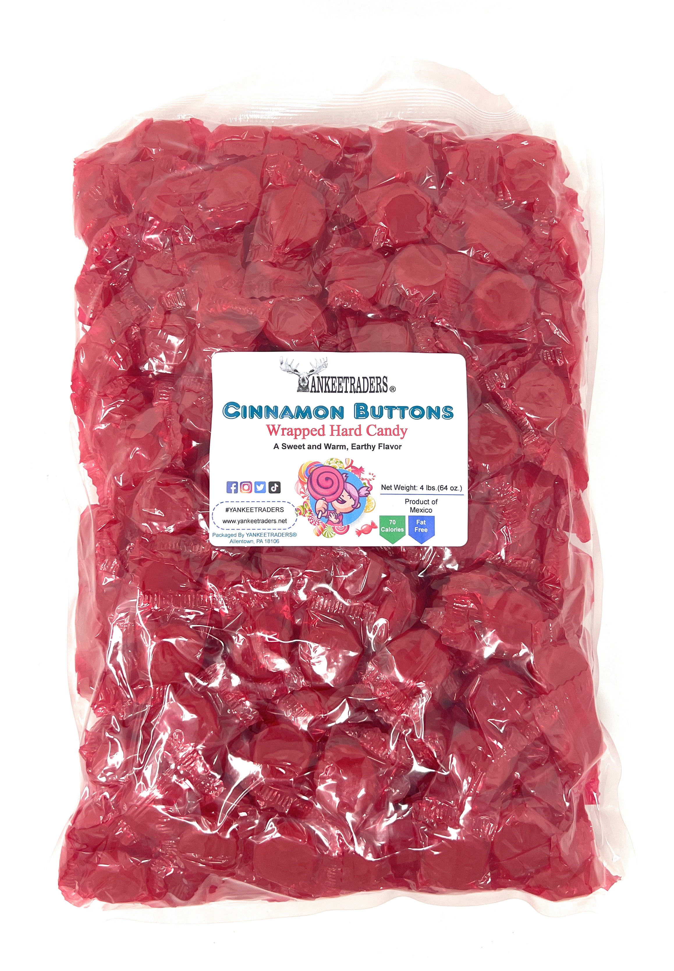 YANKEETRADERS® Hot Cinnamon Buttons, Individually Wrapped Candy, Solid ...