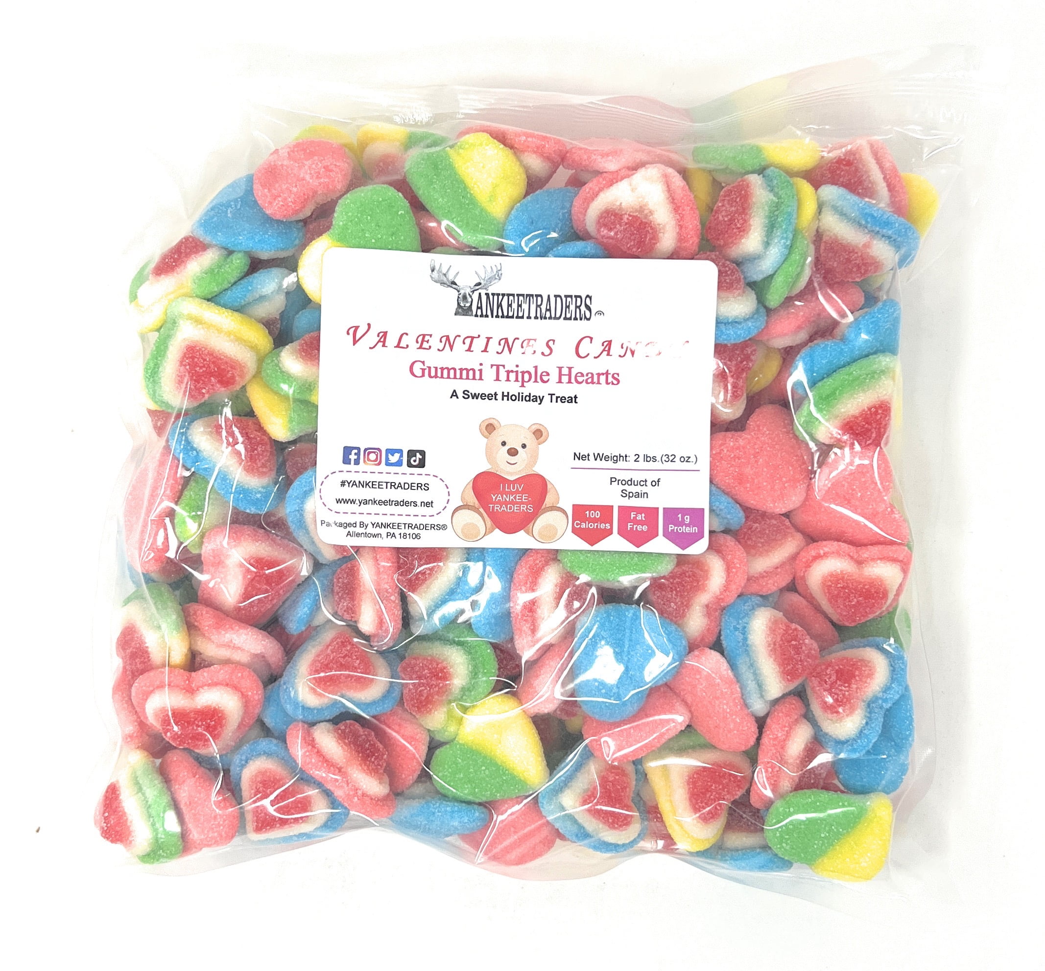 YANKEETRADERS Gummi Triple Hearts, 2 Lbs - Walmart.com