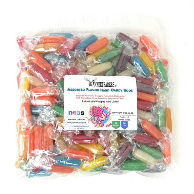 YANKEETRADERS Hard Candy Rods, Assorted Flavors - 2 Pounds - Walmart.com