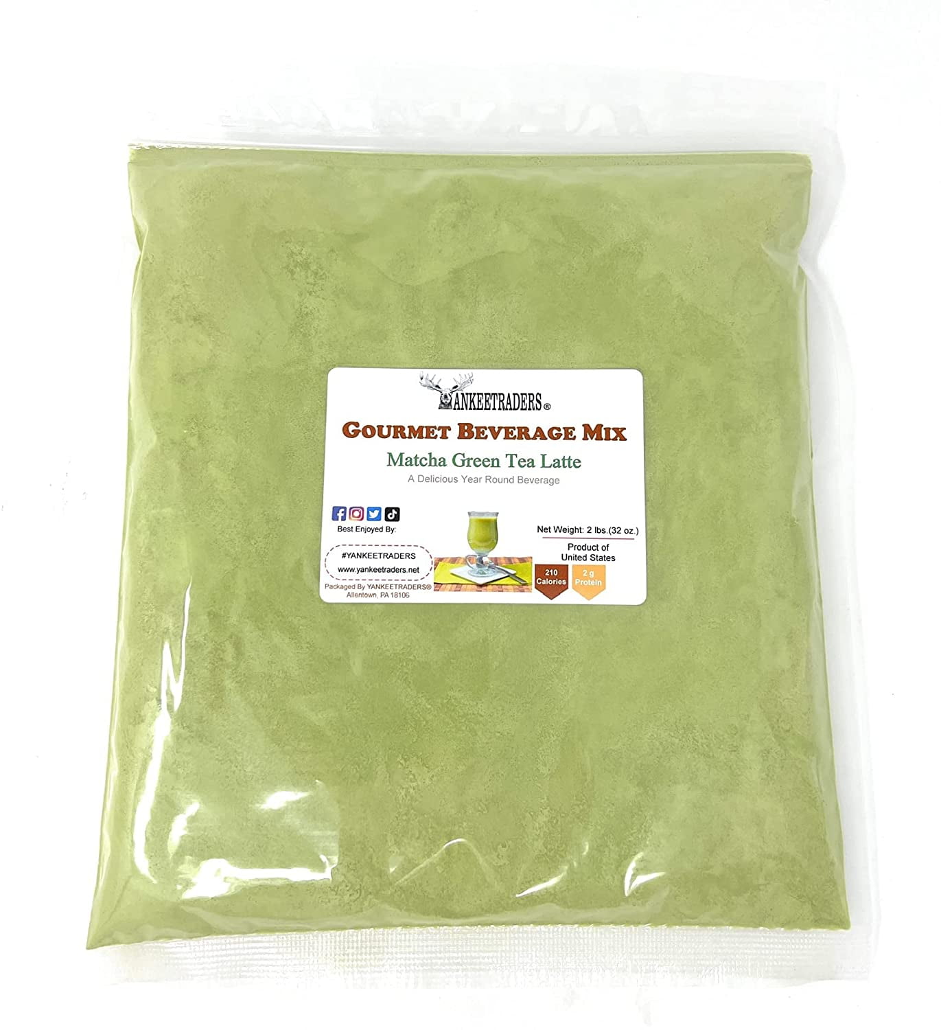 YANKEETRADERS Matcha Green Tea Latte Mix, 2 lbs, Creamy Sweet Matcha ...