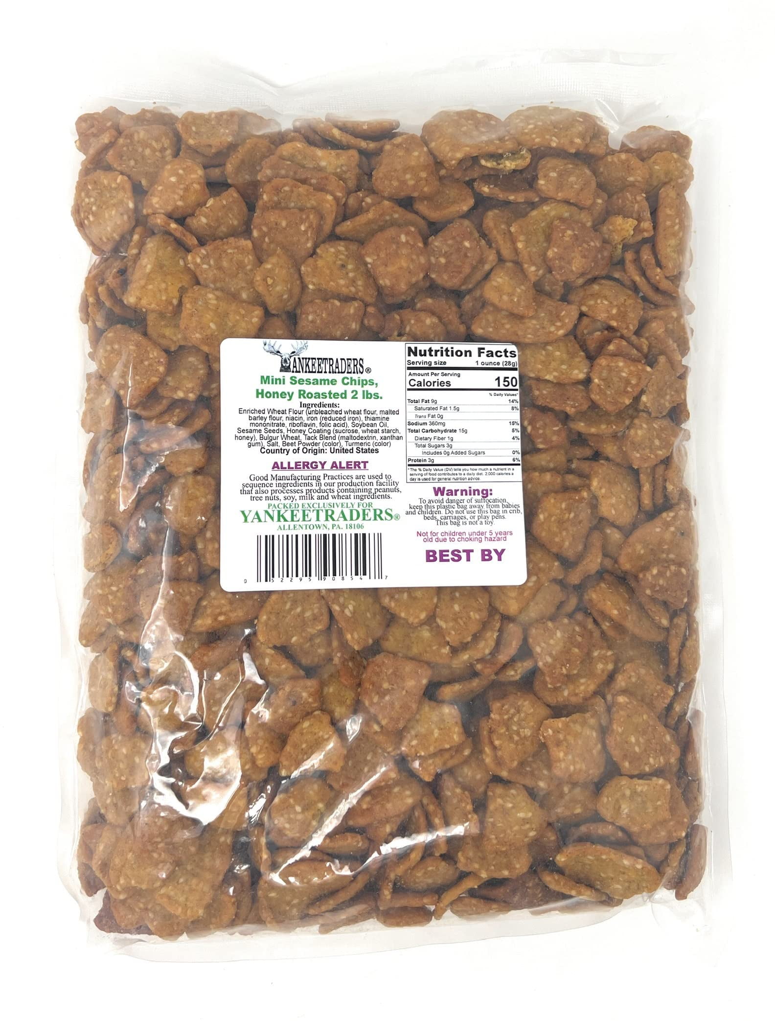 YANKEETRADERS Mini Sesame Chips, Honey Roasted, NSD3 2 Pounds, brown ...