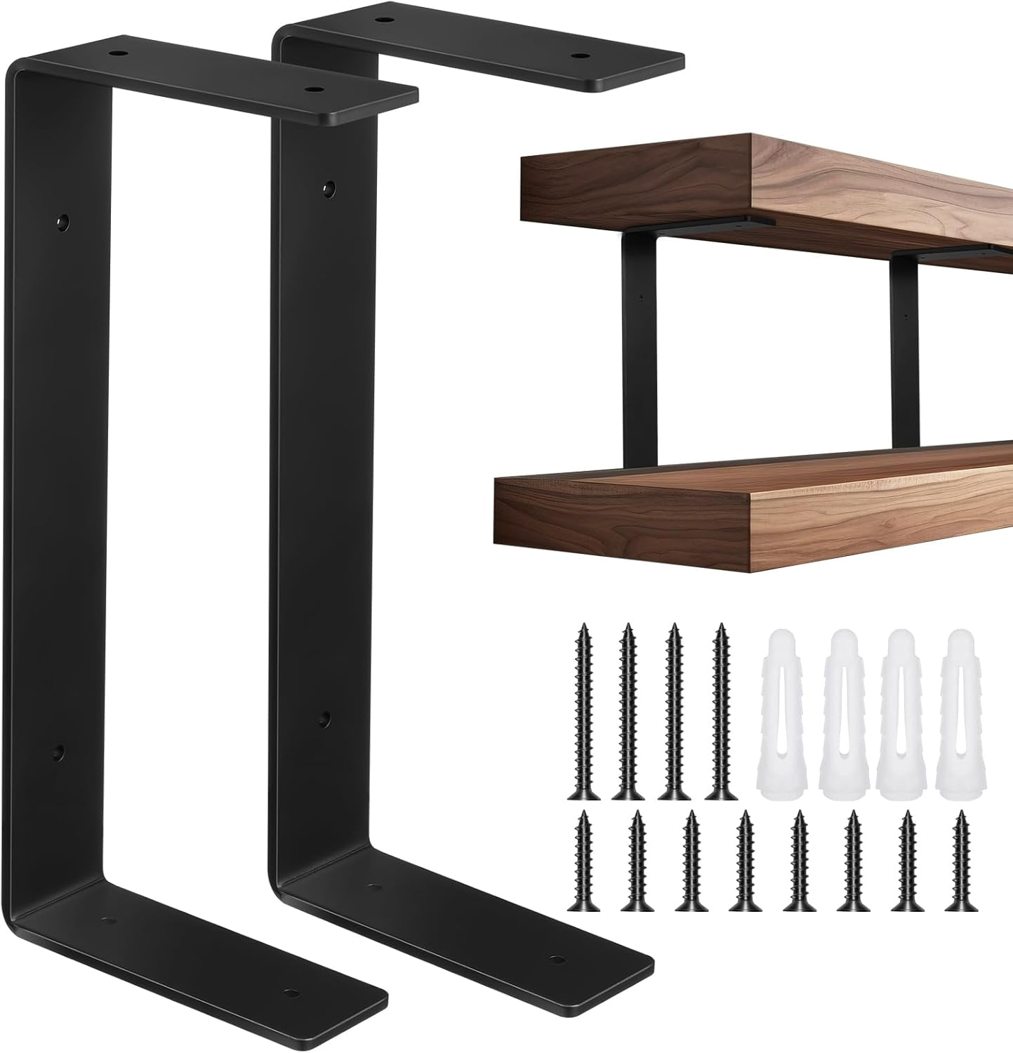 YANLIN-2 Pack 5 Inch Heavy Duty Double Floating Shelf Brackets 1/5 Inch ...