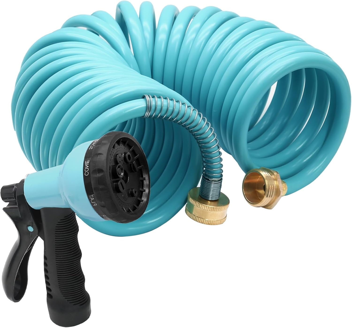 YANLIN-25ft EVA Garden Hose, Curly Water Hose Coil Corrosion Resistant ...