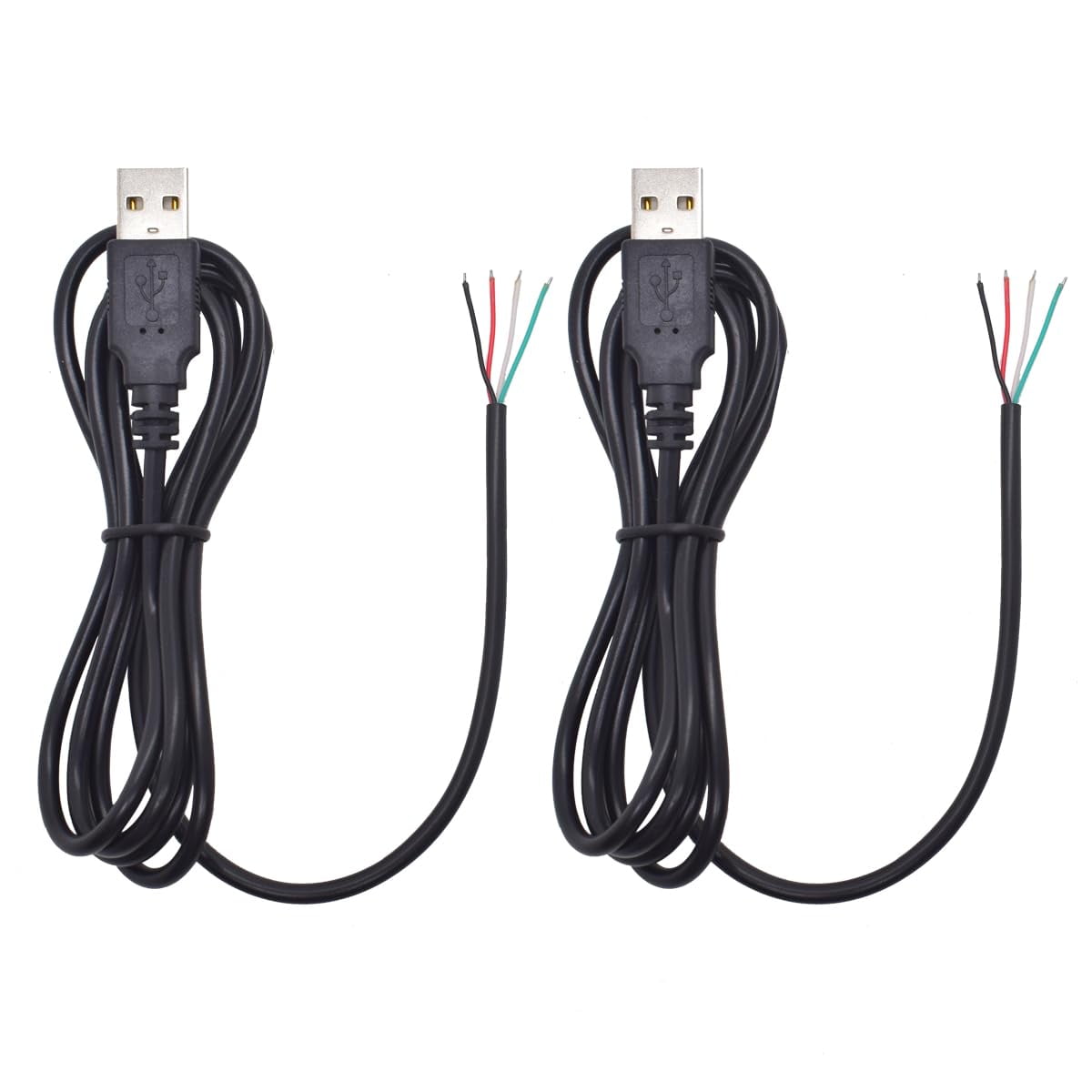 YANLIN-2PCS USB 2.0 Pigtail 4 Wire 1.2M/4FT USB A Male 4 Pin Bare Wire ...