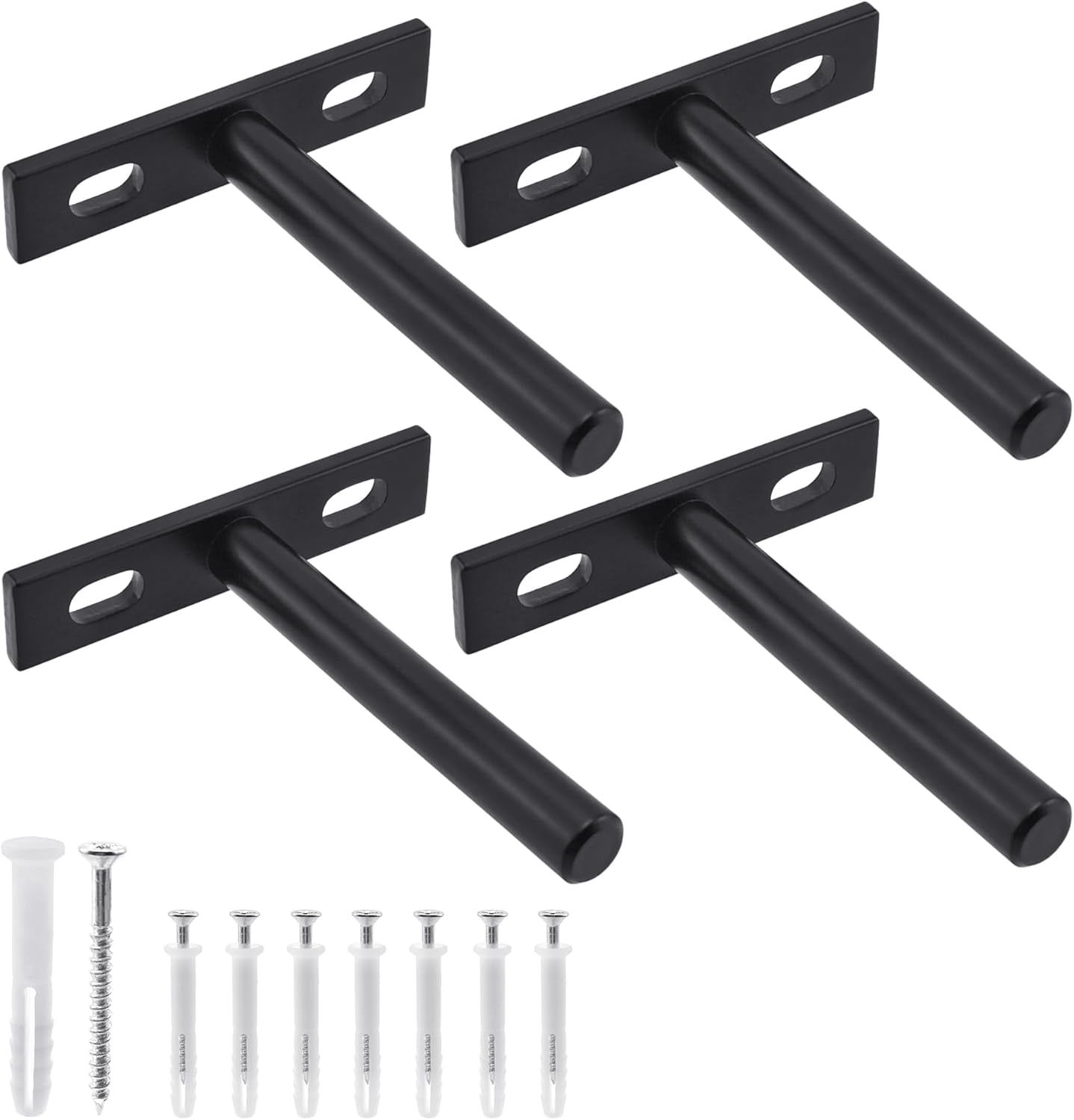 YANLIN-4 PCS Floating Shelf Brackets Black Heavy Duty Shelf Hidden ...