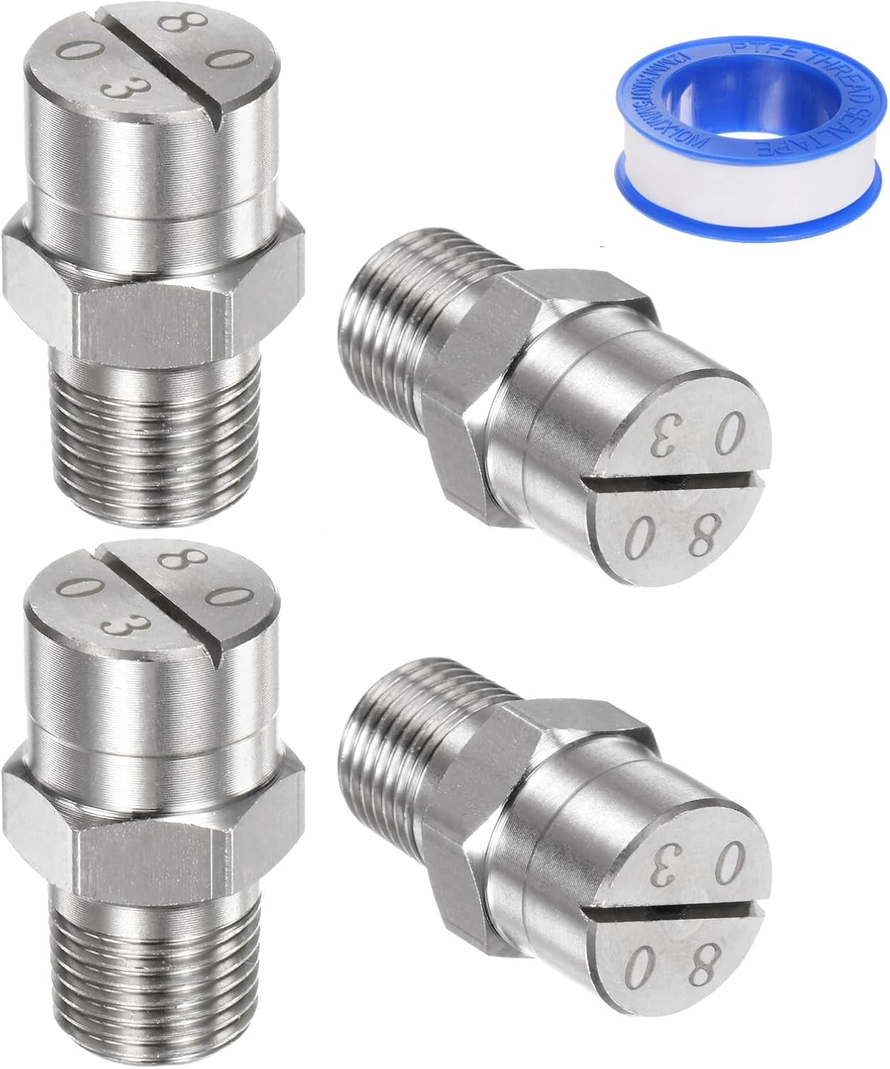 YANLIN-4 Pack Flat Fan Spray Tip - 80 Degree 1/8BSPT Male Pressure ...