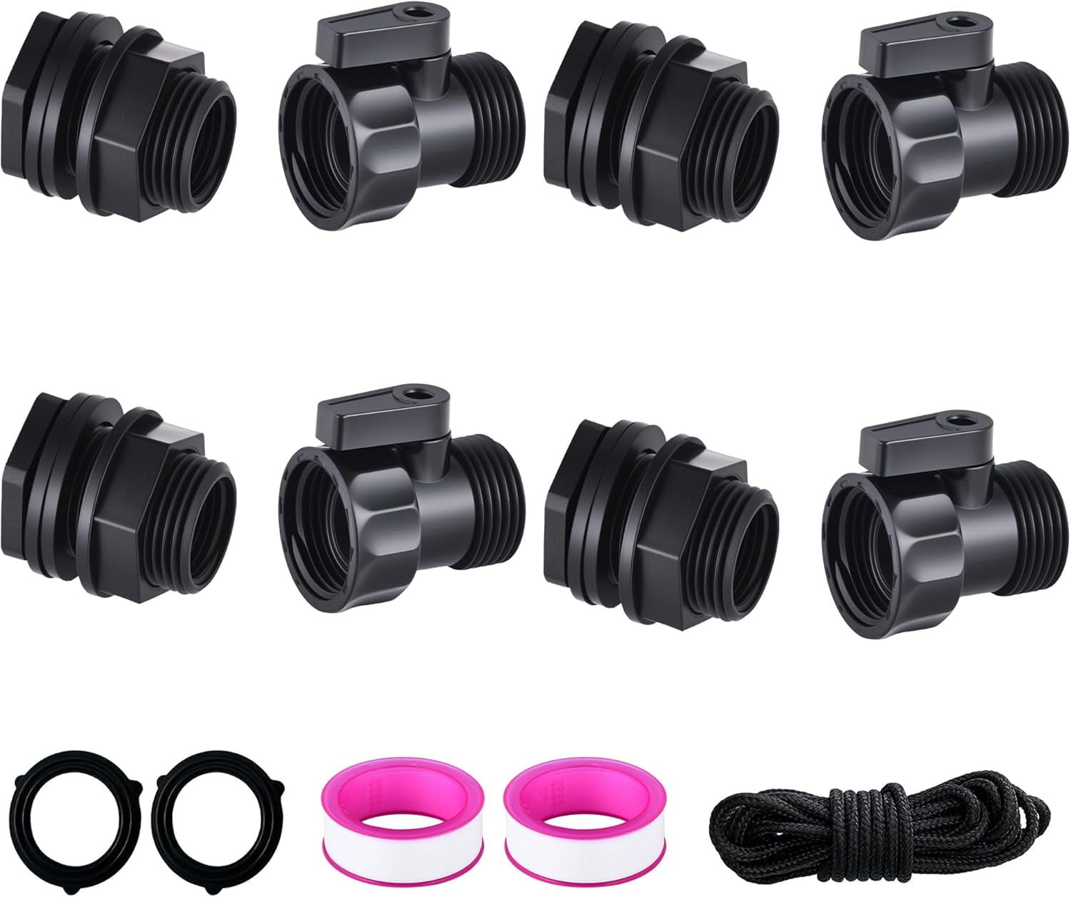 YANLIN-4 Pack Rain Barrel Spigot kit 3/4'' Plastic Garden Hose Shut Off ...