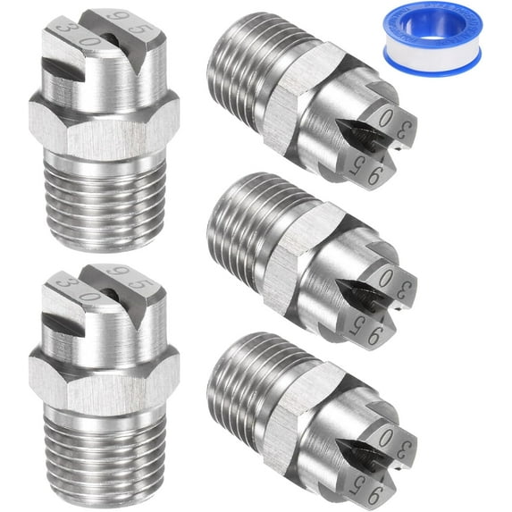 YANLIN-5-Pack Flat Fan Spray Tip, 95 Degree 1/4BSPT Male Stainless ...