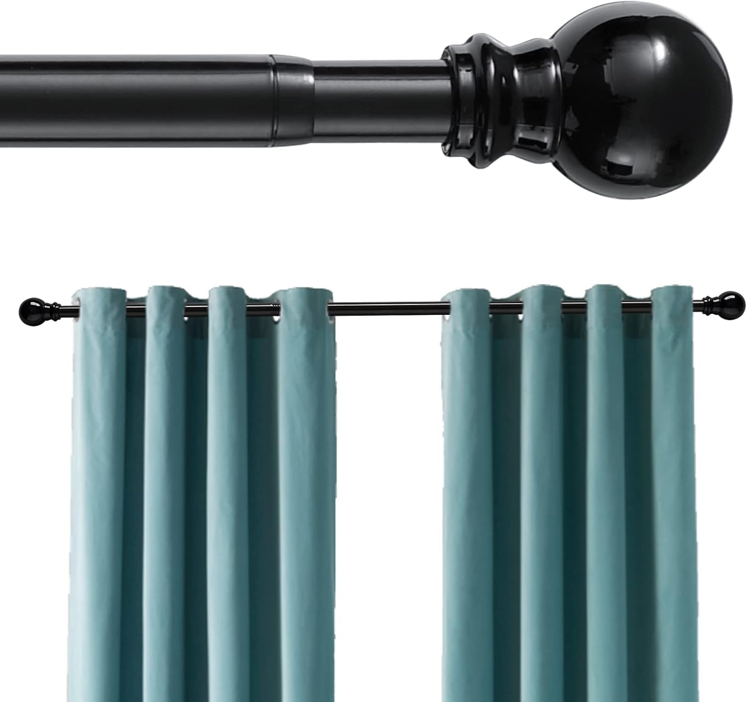 YANLIN-Black Curtain Rod 124 Inch - 1 Inch Heavy Duty Curtain Rods for Windows - Telescoping ...