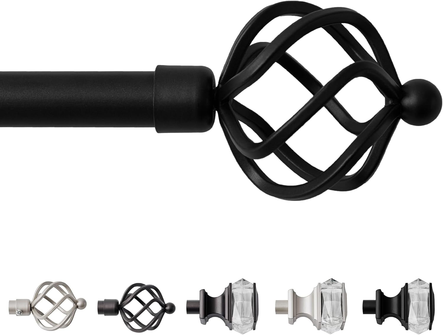 YANLIN-Black Curtain Rod for Living Room 48 to 84 Inch Long, 1 Pack 3/4 ...