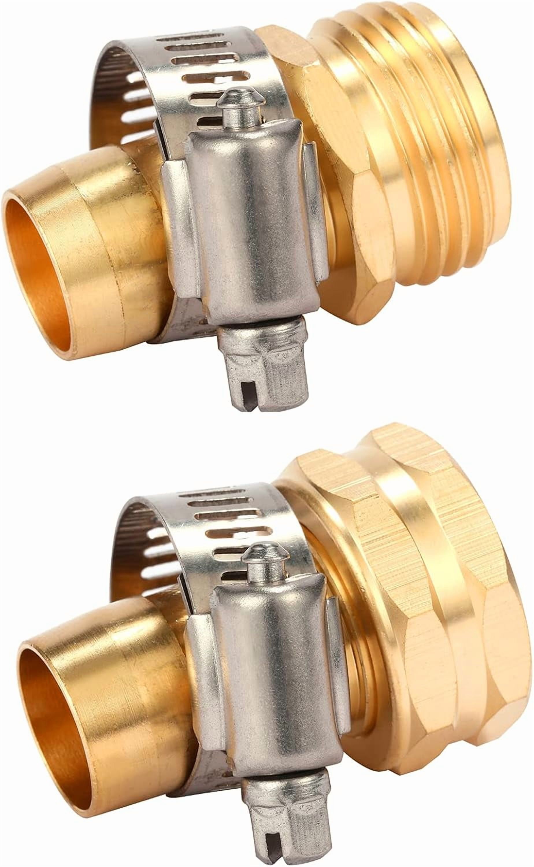 YANLIN-Brass Garden Hose Repair Connector with Clamps, Fit for 3/4" or ...