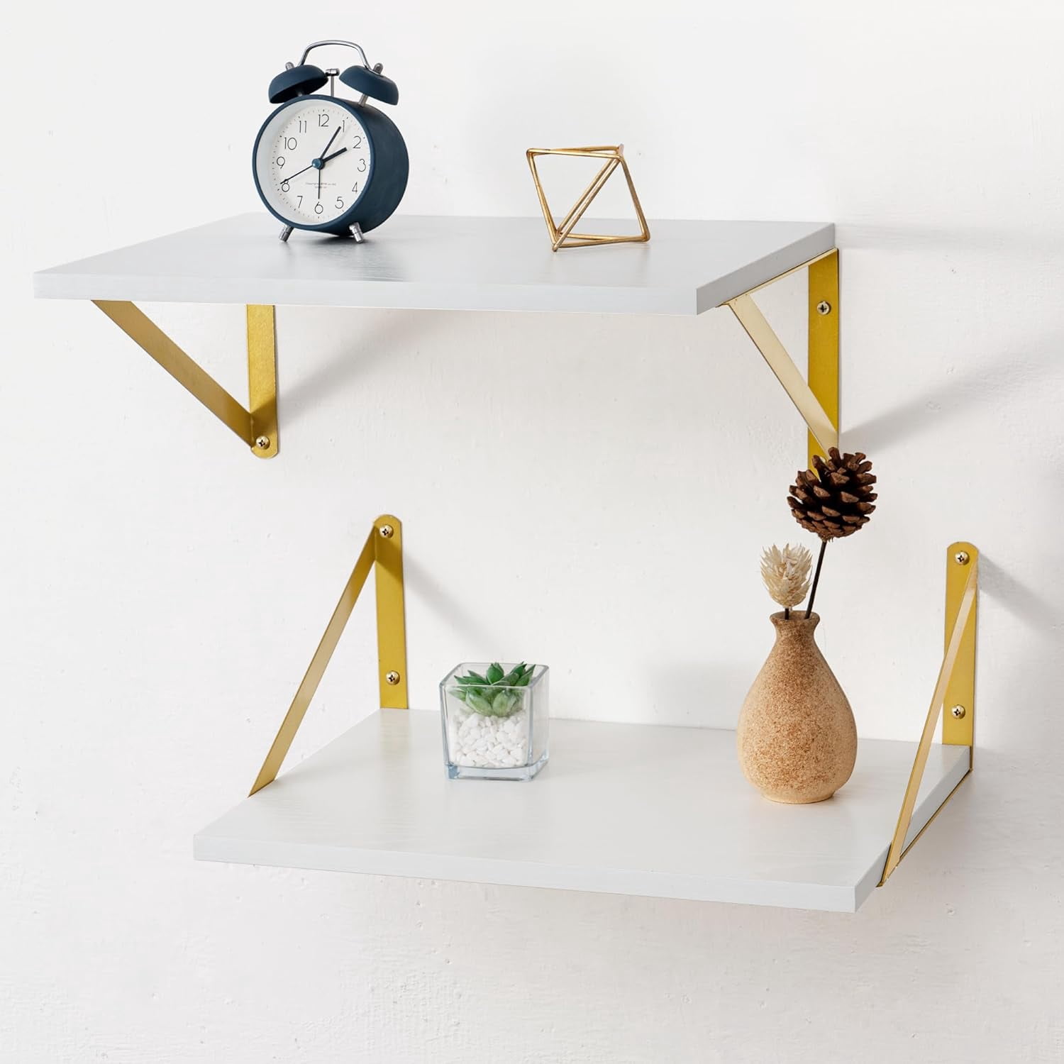 YANLIN-Deep Floating Shelves for Wall, 12 Inch Deep White and Gold ...