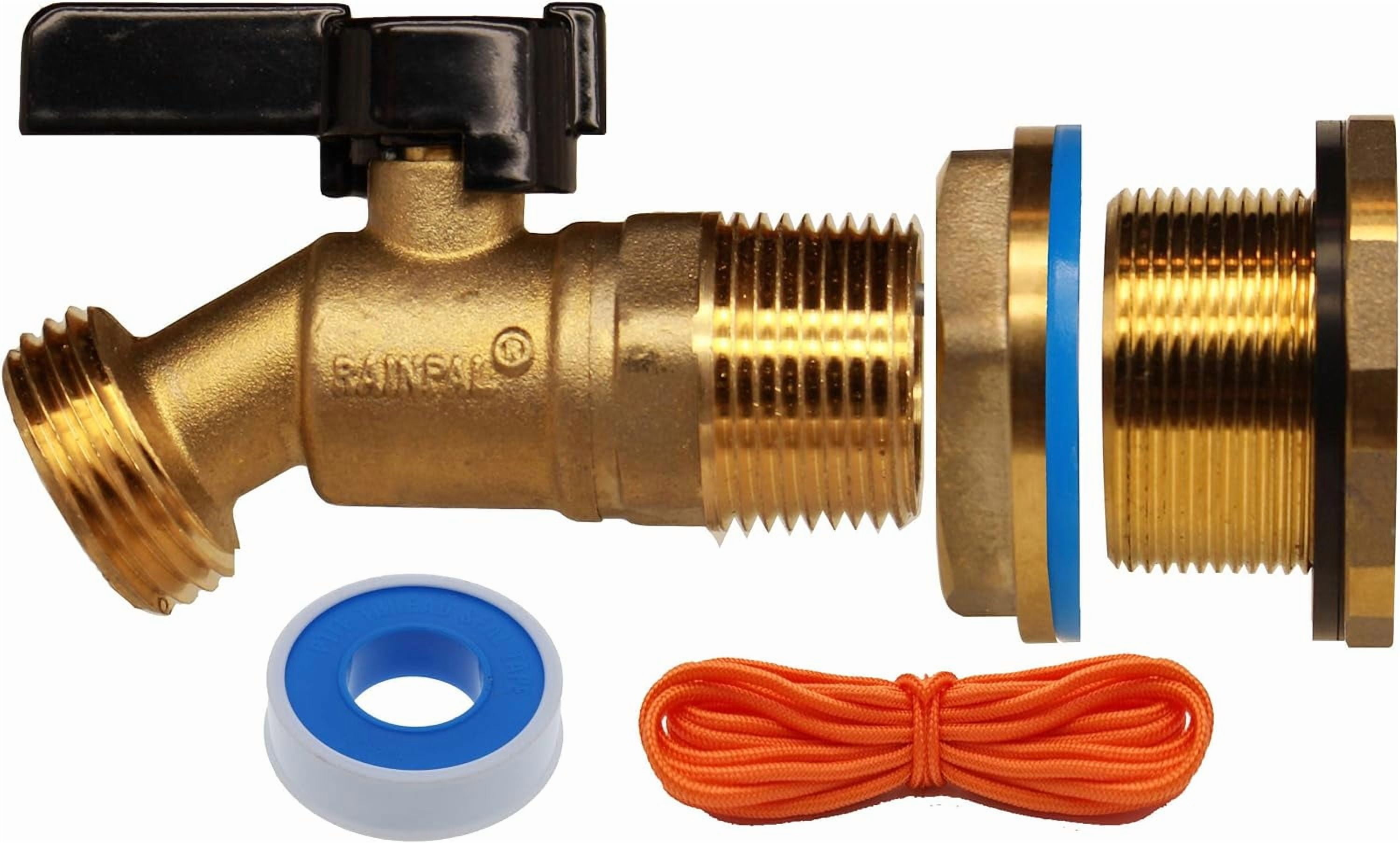 YANLIN-RBS022 Brass Rain Barrel Spigot(3/4" Quarter Turn Ball Valve w ...