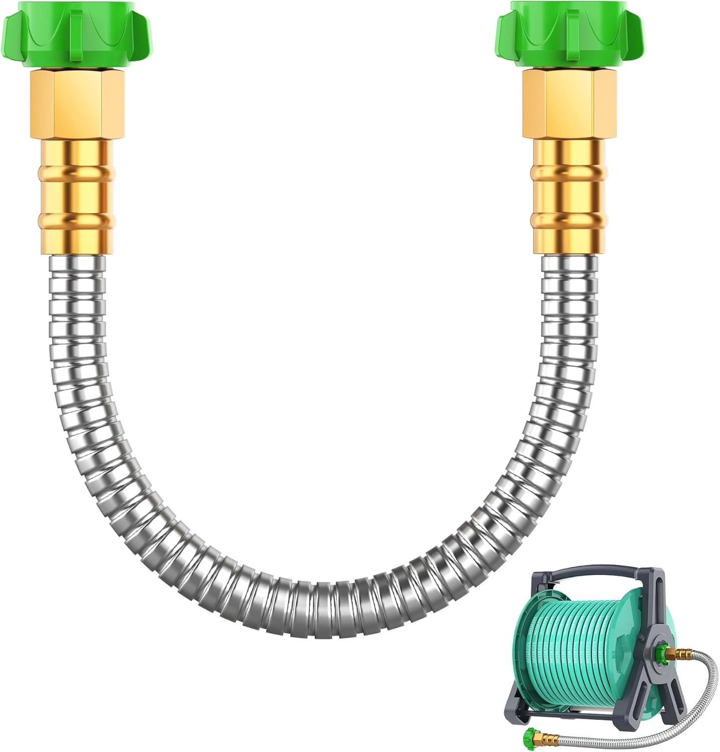 YANLIN-Short Metal Garden Hose 2 ft with Female to Female Connector ...