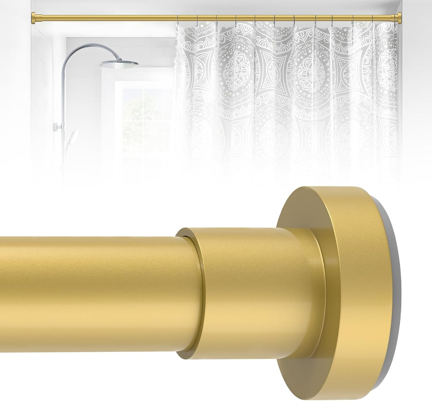 YANLIN-Shower Curtain Rod Spring Tension:Gold Shower Rods for Bathroom ...