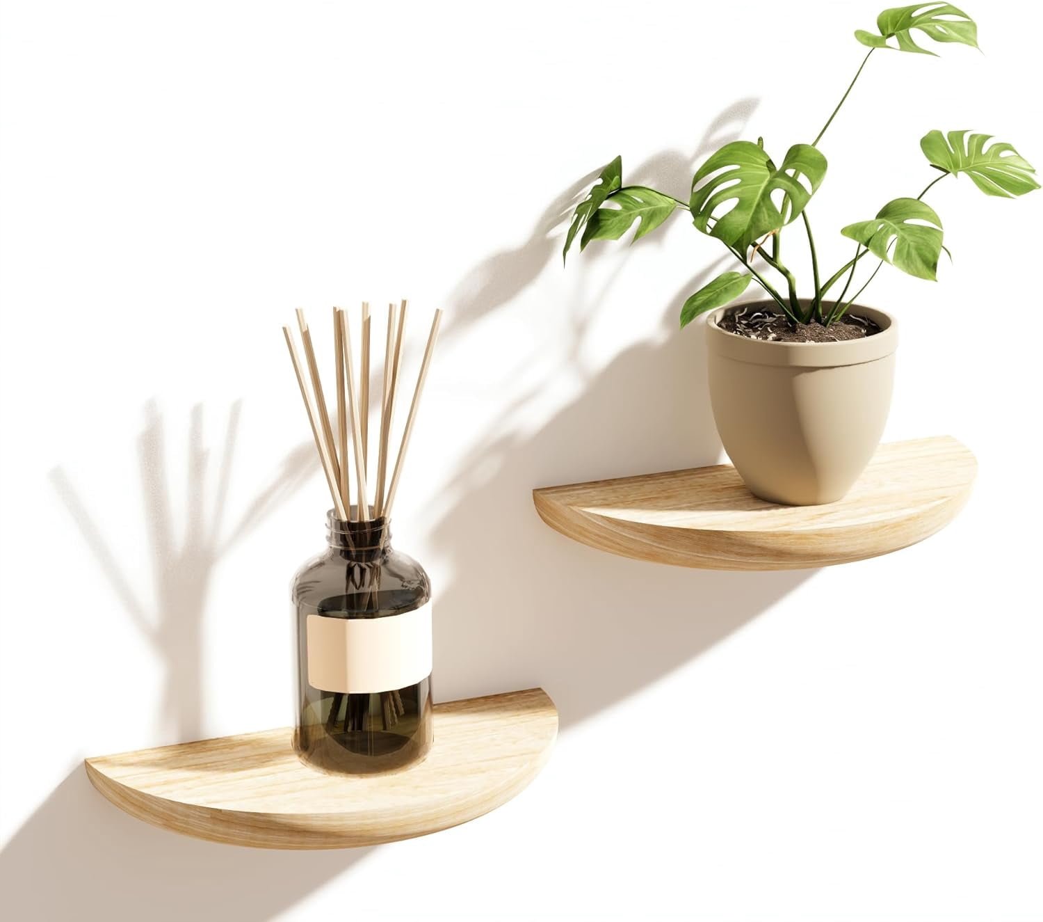 YANLIN-Solid Wood Half Round Floating Wall Shelves | Elegant Floating ...