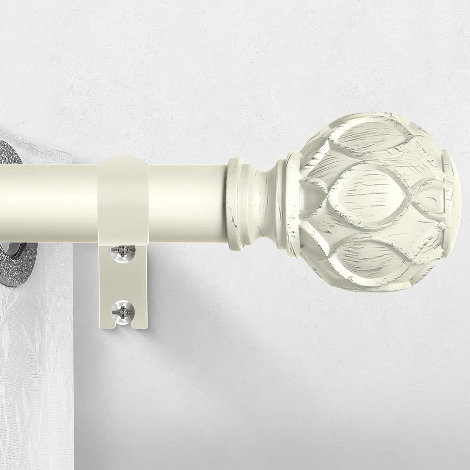 YANLIN-White Curtain Rods for Windows:Farmhouse Boho Decorative Curtain ...