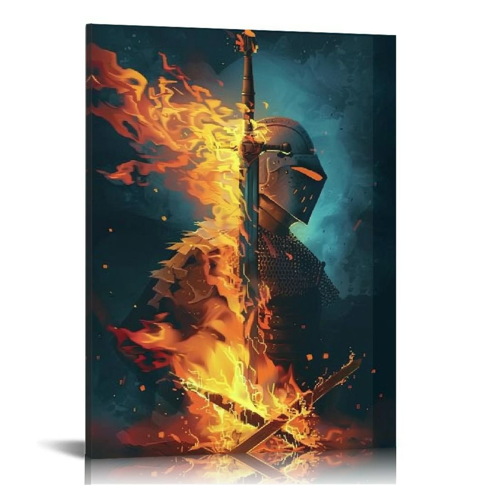 YANMS Dark Souls Bonfire Canvas Art Print Posters Bonfire Flame Sword ...