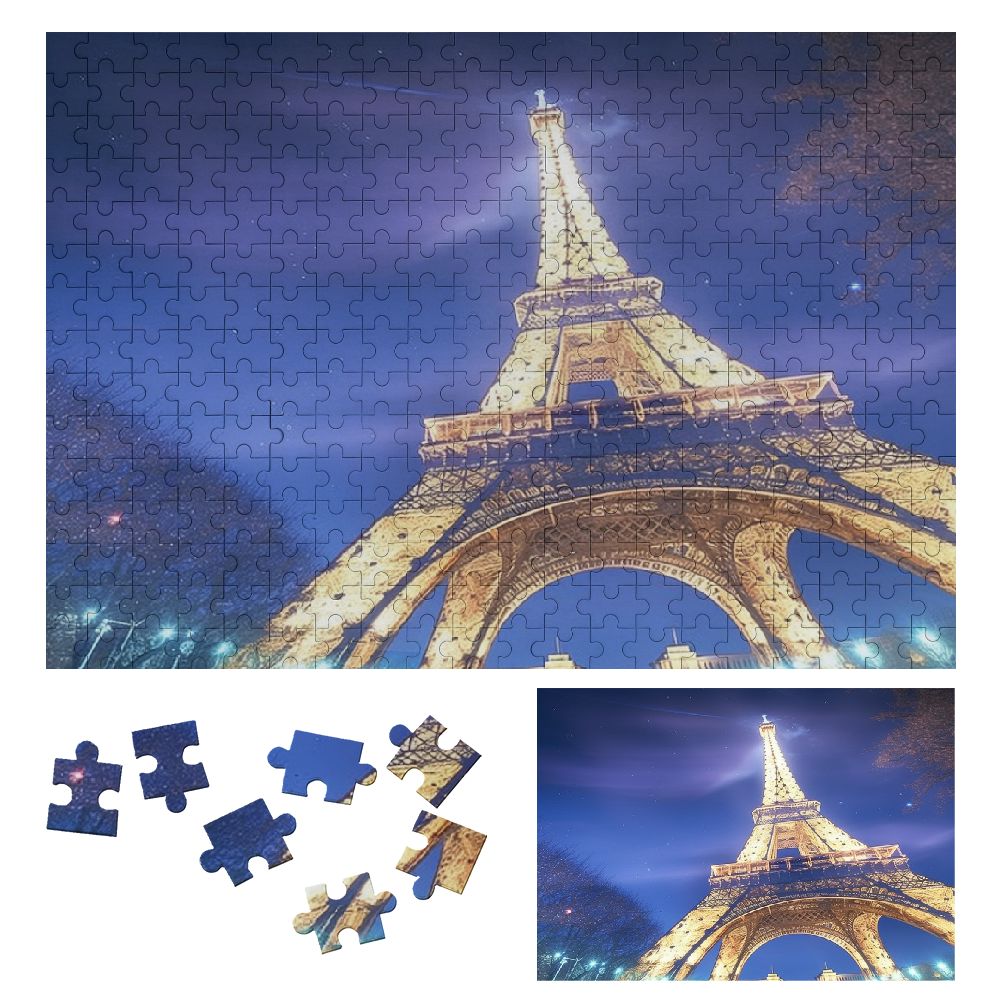 YANMS Eiffel Tower Night View Wooden Jigsaw Puzzle Challenging Difficult Wood Puzzles for Adults ...