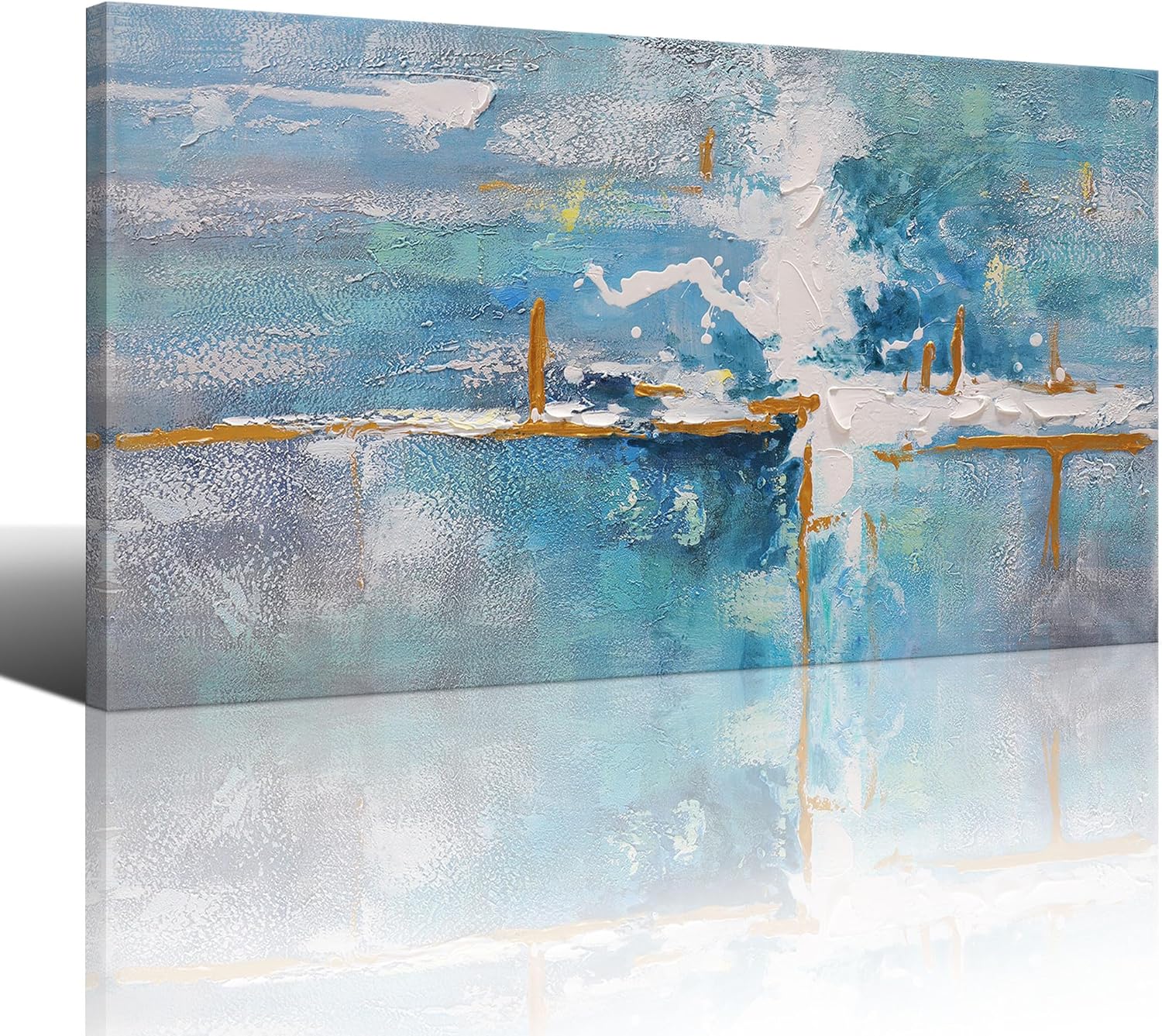 Outdoor Living and Style White and Blue Poised Patience Outdoor Canvas Rectangular Wall Art ...