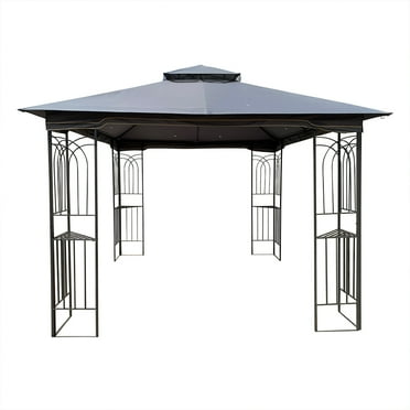 Sunjoy 11x13 ft. Metal Cover Outdoor Patio Gazebo with Canopy, Mosquito ...