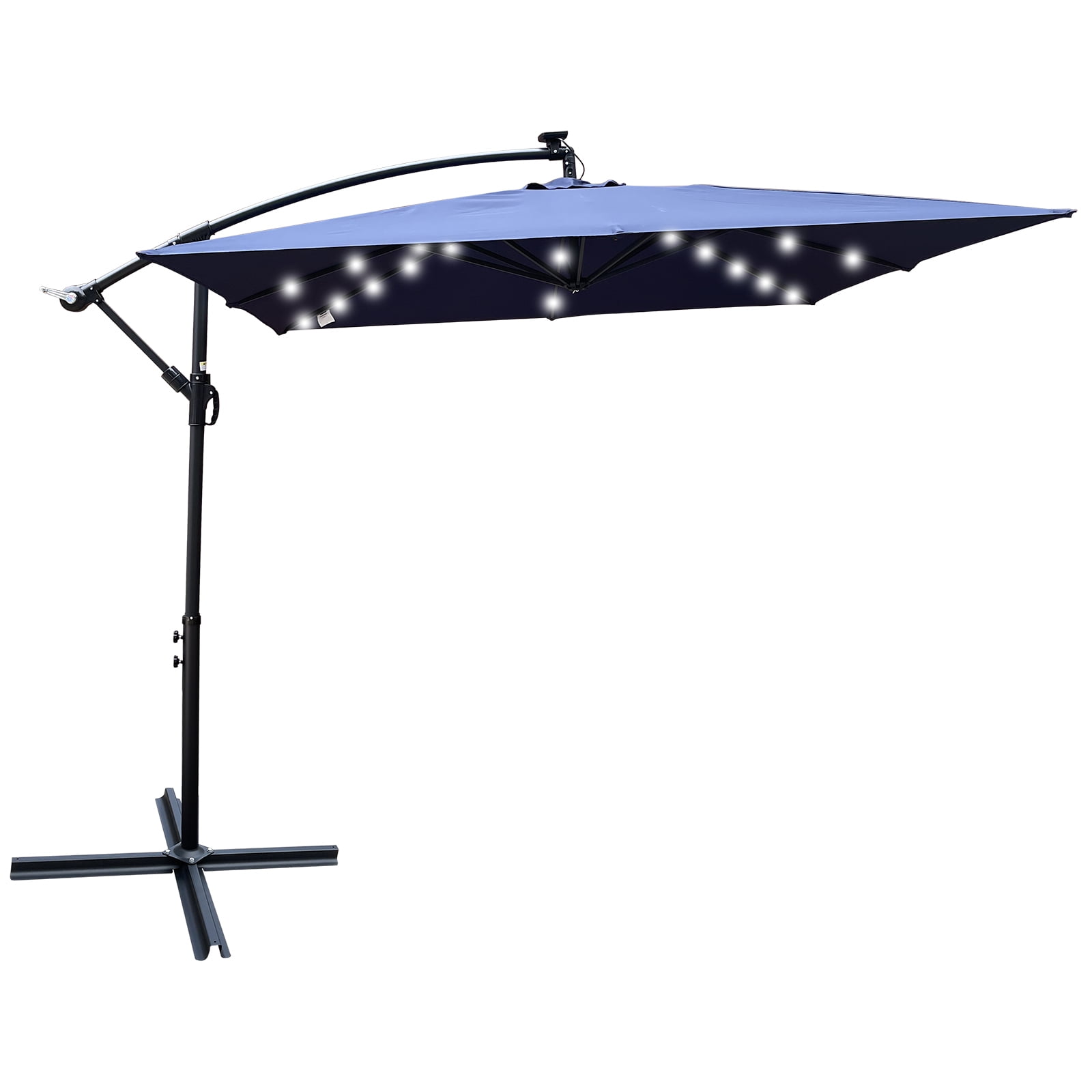 YANSHE 2.5x2.5m Square Patio Umbrella With Solar Powered LED Lighted ...