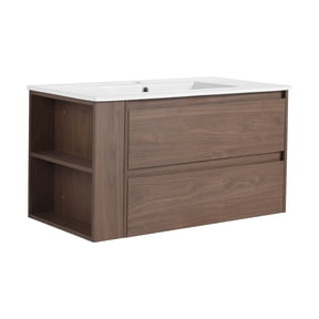 36 Inch Floating Bathroom Vanity with Sink Combo, Modern Wall Mounted ...
