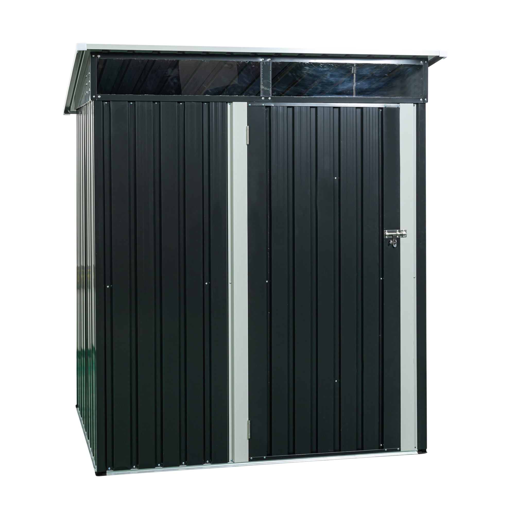 YANSHE 5 x 3ft Outdoor Metal Storage Shed With Lockable Door Aluminum ...