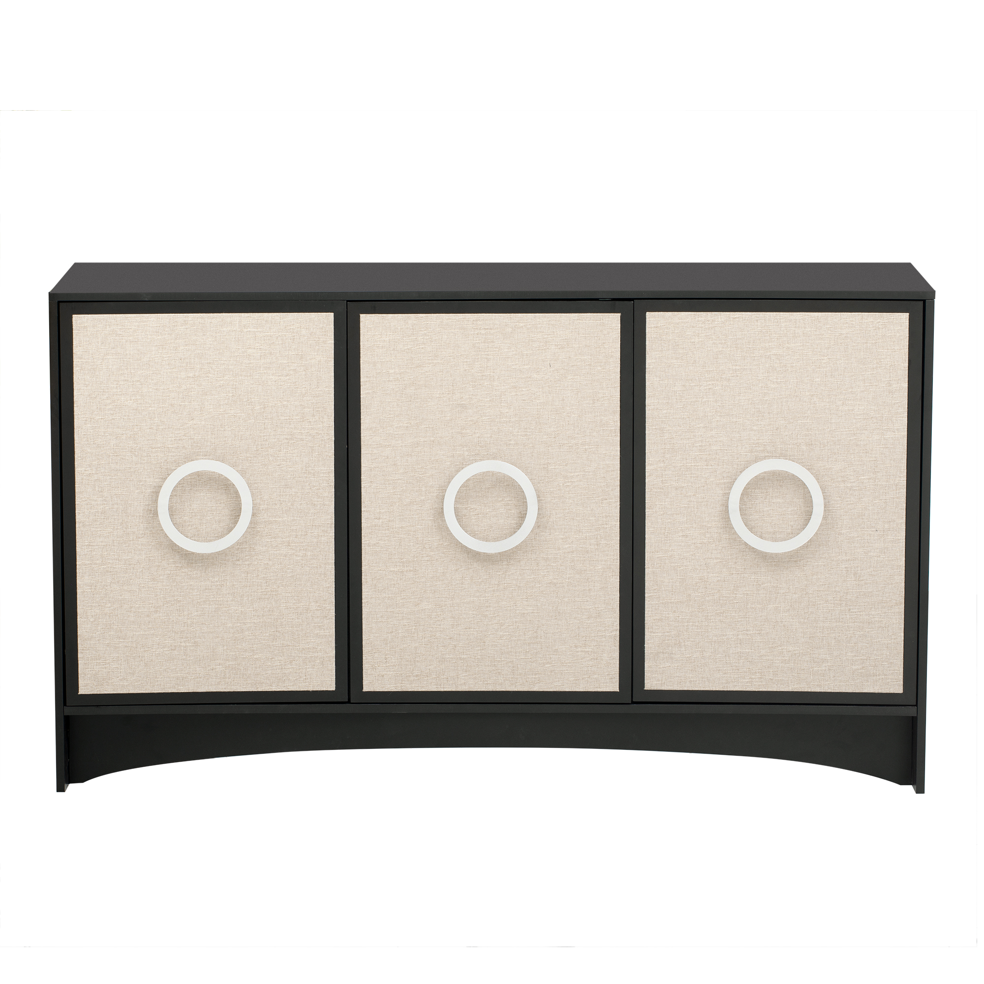 YANSHE Curved Design Storage Cabinet With 3 Doors, Adjustable Shelves U ...