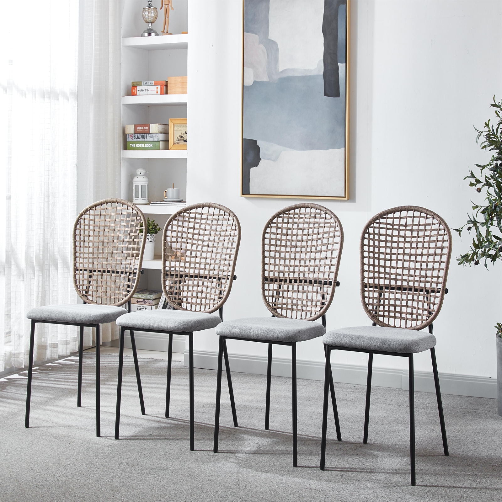 YANSHE Dining Chairs Set Of 4, Upholstered Dining Chair With Human Body ...