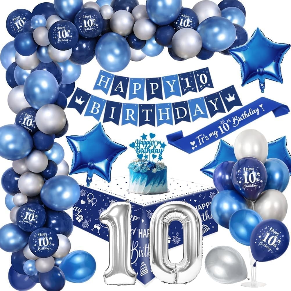 YANSION 10th Birthday Decorations for Boys, Royal Blue Balloon Arch Kit ...