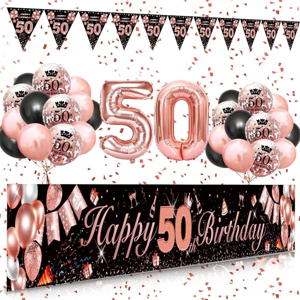 YANSION 50th Birthday Decorations for Women, 50th Birthday Party ...