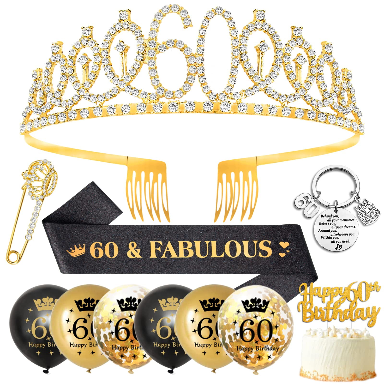YANSION 60th Birthday Decorations, 60th Birthday Gifts for Women, 60th Birthday Sash and Tiara ...