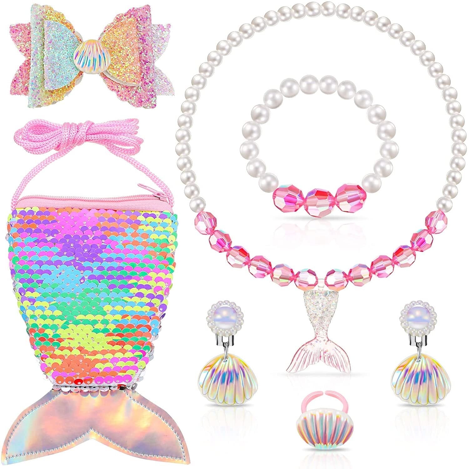 YANSION Mermaid Necklace Bracelet Set, Mermaid Jewelry Including ...