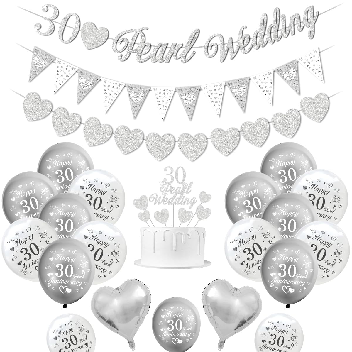 YANSION Pearl Wedding Decorations, 30th Wedding Anniversary Decorations ...