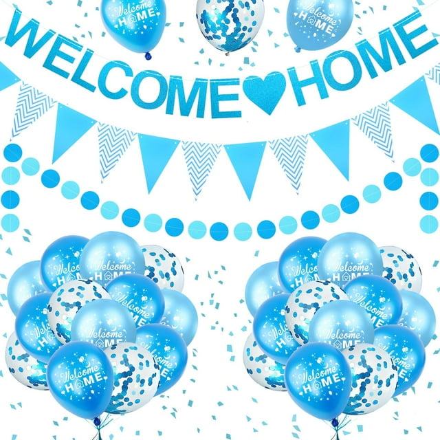 YANSION Welcome Home Decorations, Blue Welcome Home Banners and ...