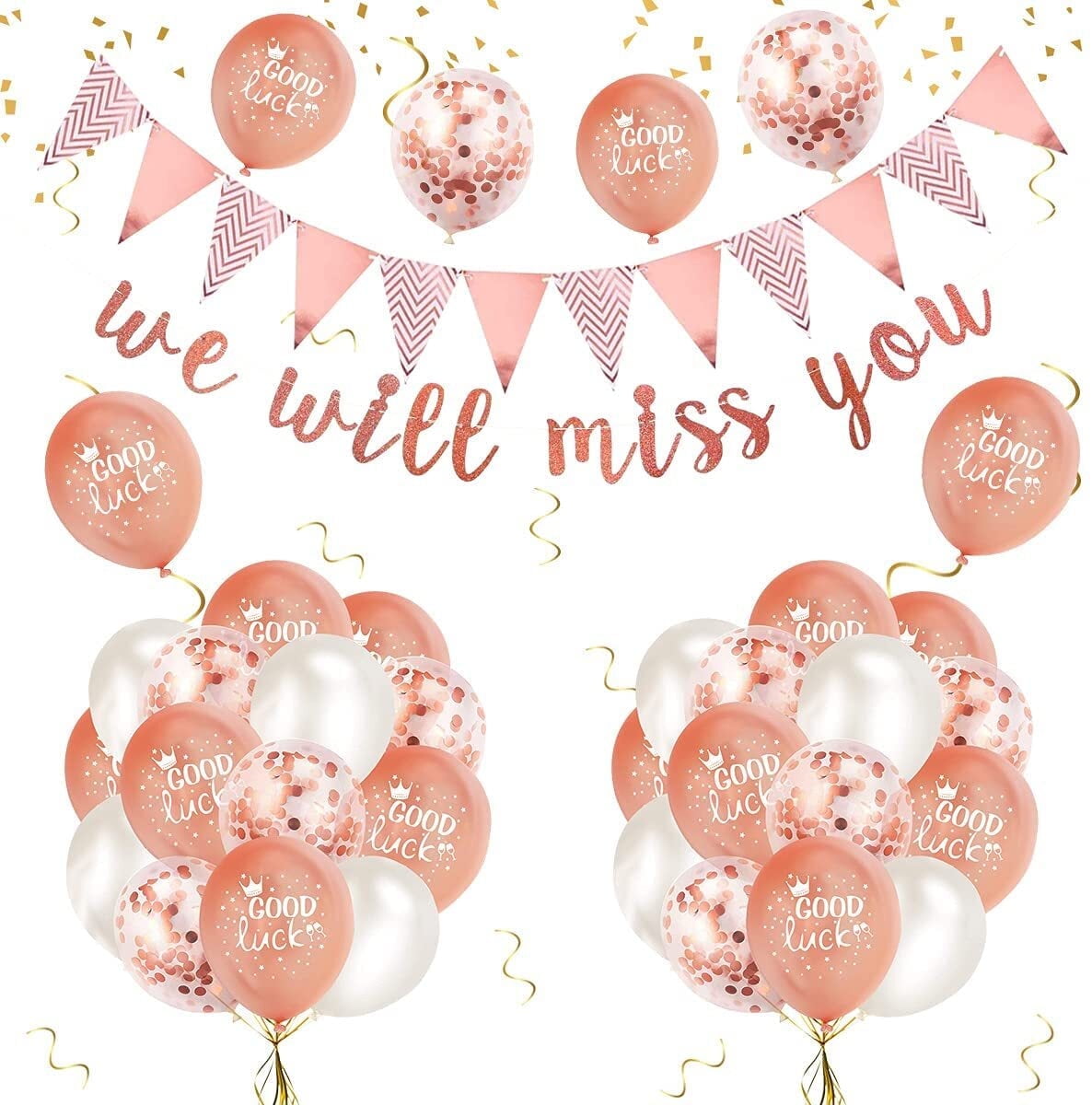YANSION Rose Gold Farewell Party Decorations, 'We Will Miss You' Banner ...