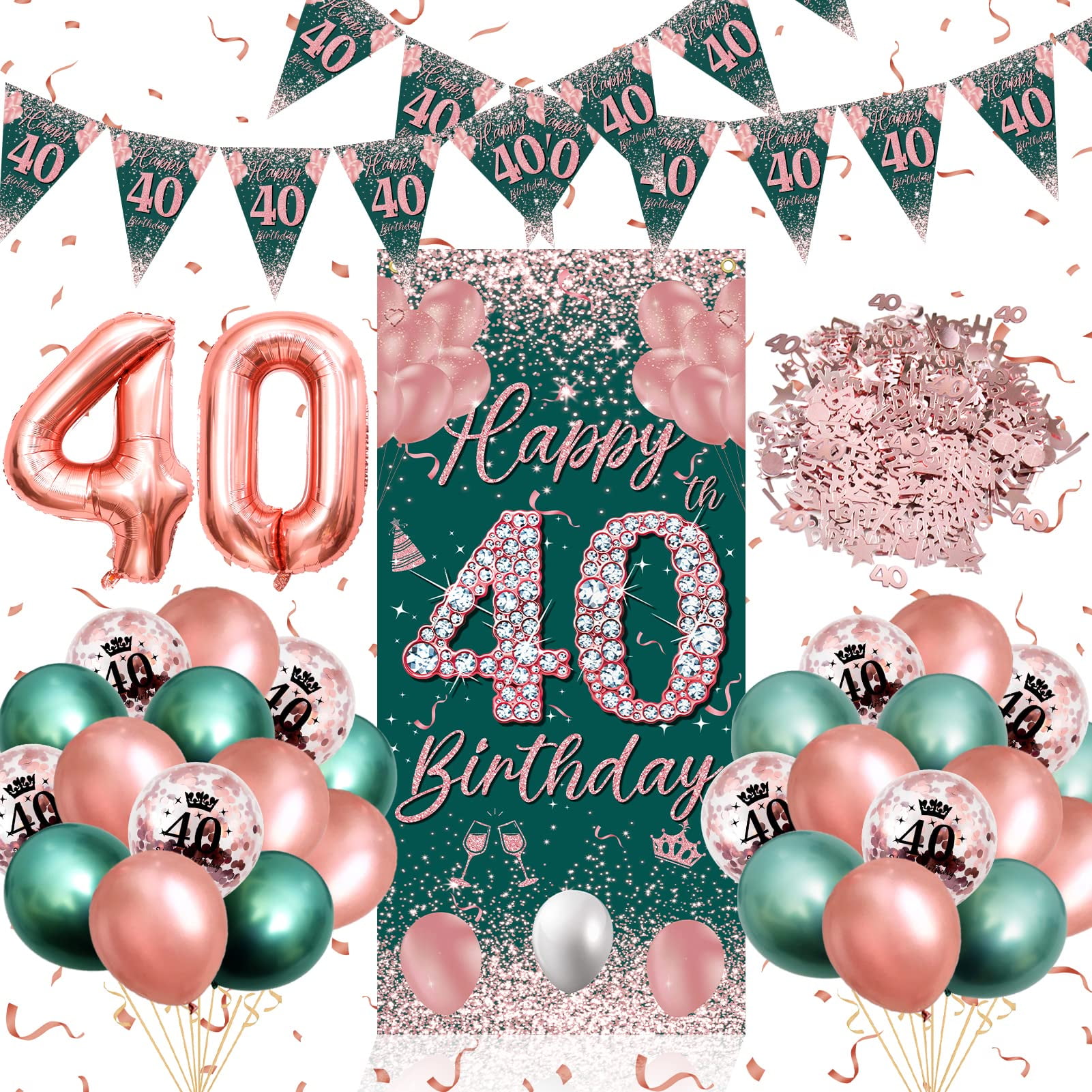 YANSION Women 40th Birthday Decorations, Happy 40th Birthday Backdrop ...