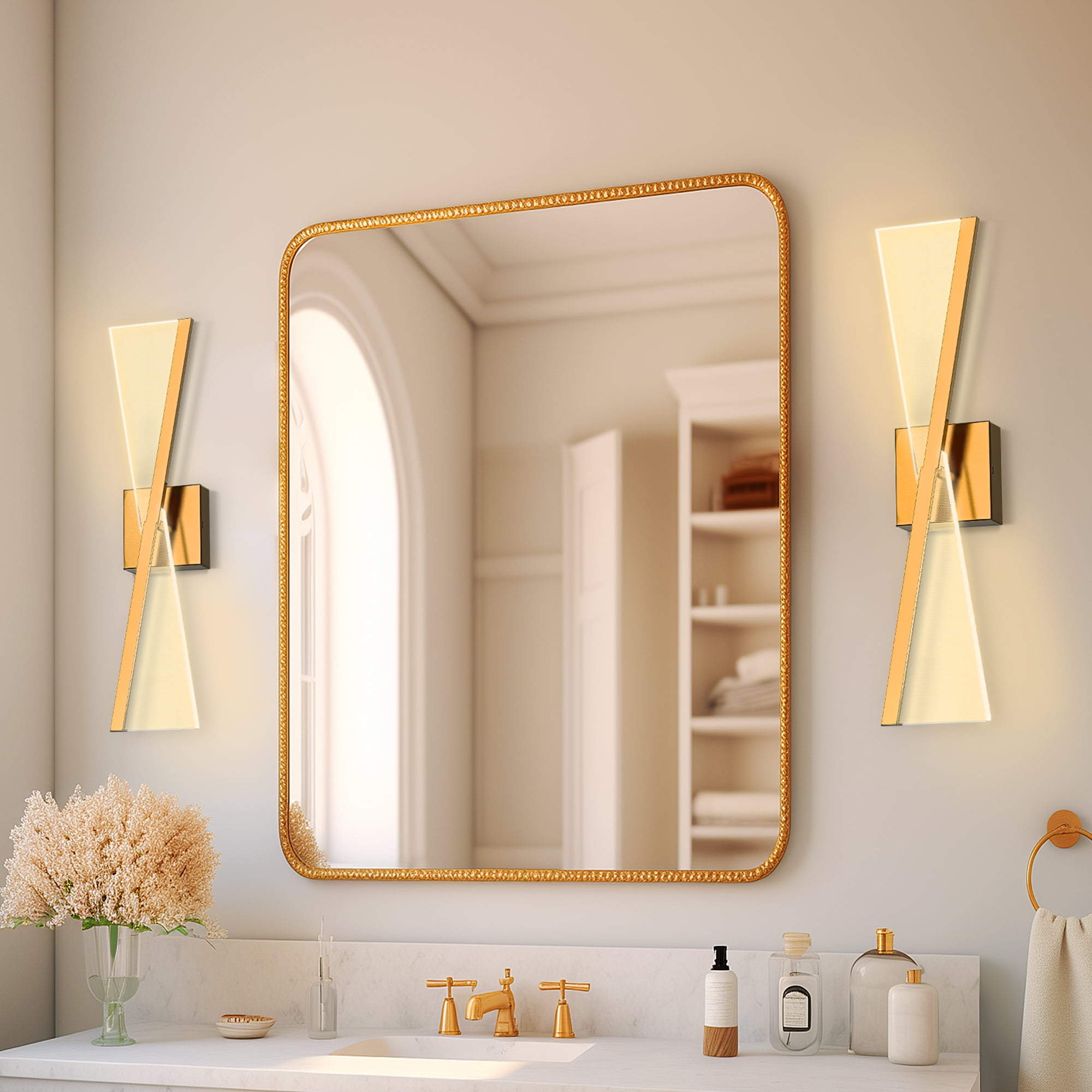 YANSUN 23.6 in 1-Light Copper Wireless Wall Sconces, 6000K Cool White ...