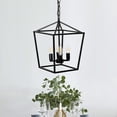 YANSUN 4-Light Lantern Pendant Light,Modern Industrial Black Cage ...