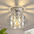 YANSUN Crystal Ceiling Light, Crystal Semi Flush Mount Ceiling Light ...