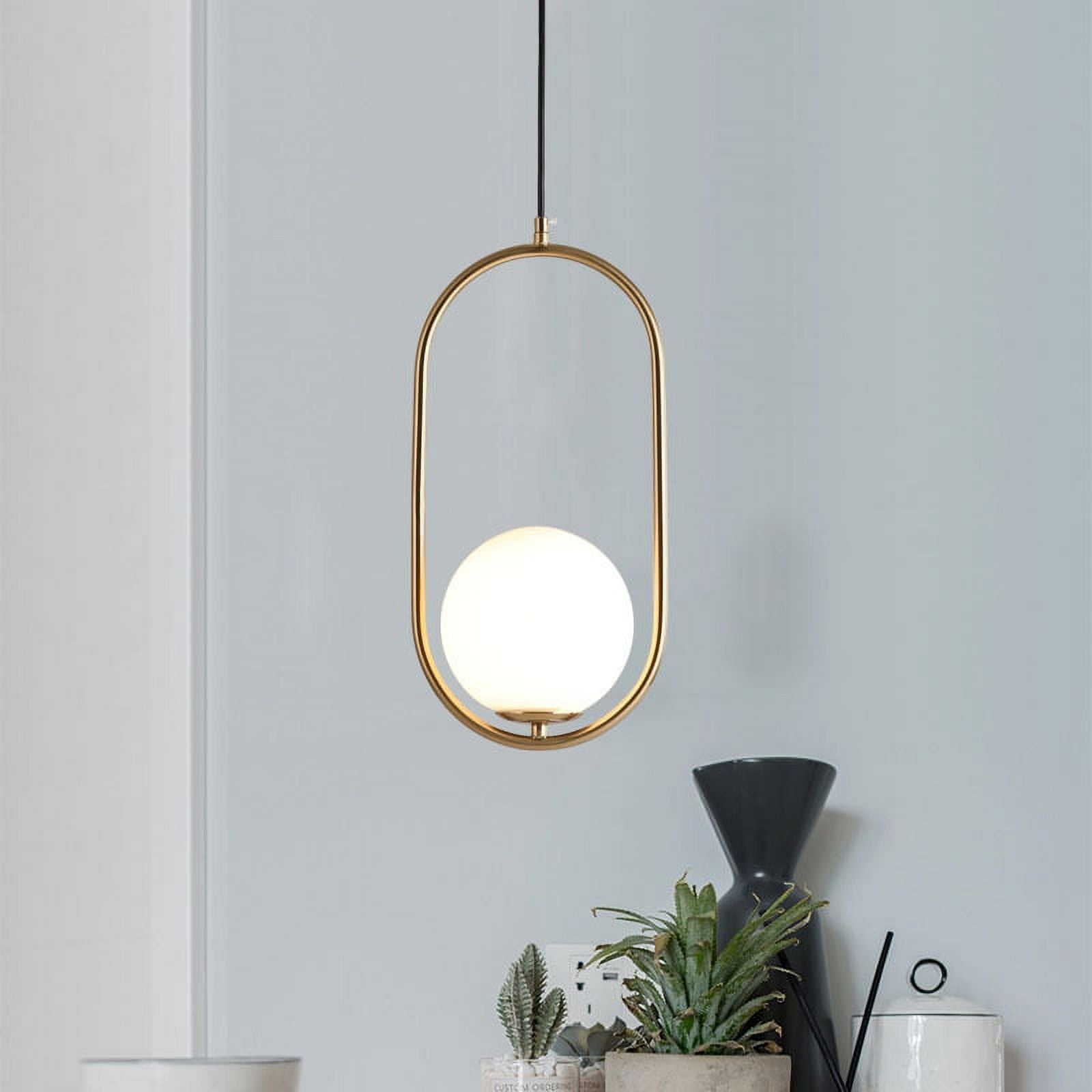 YANSUN Modern Gold Globe Pendant Light Mid Century Chandelier ,Single ...