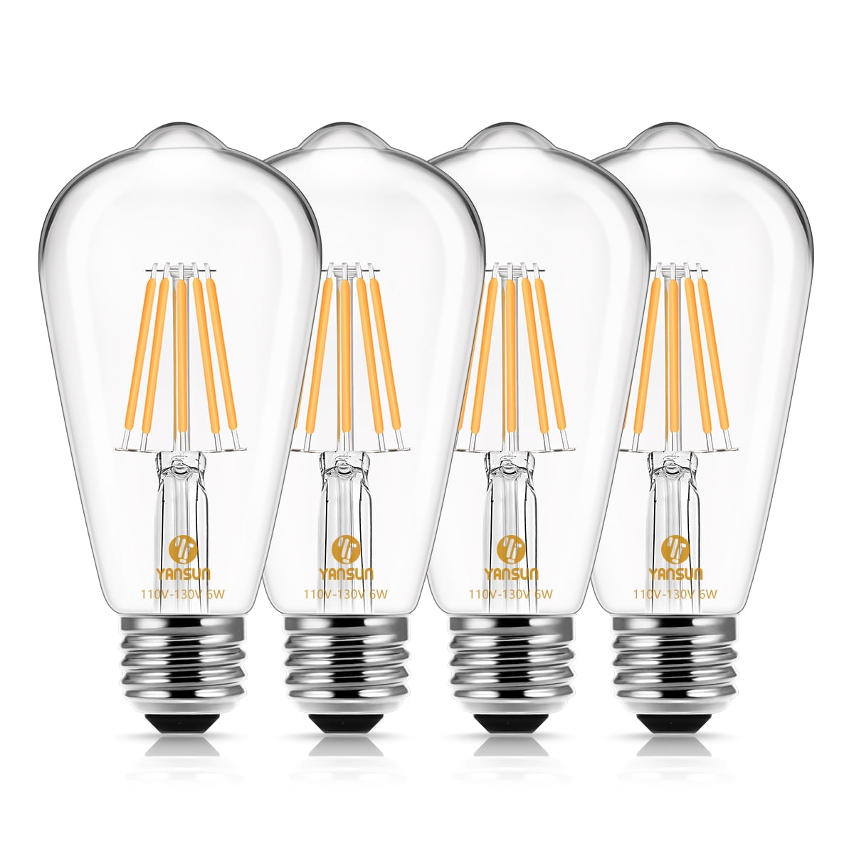 YANSUN ST58 Vintage LED Edison Bulb, Equivalent 60W, Warm White 2700K ...