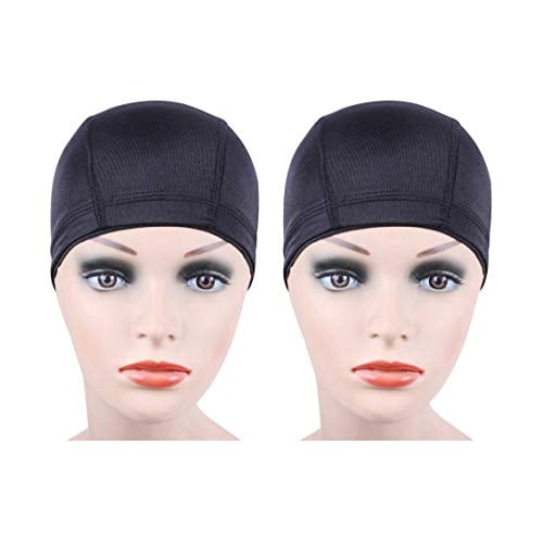 YANTAISIYU 2 PCS Black Dome Caps Wig Caps for Wig Making Stretchable Hairnets Wig Cap with Wide Elastic Band Dome Cap L Walmart