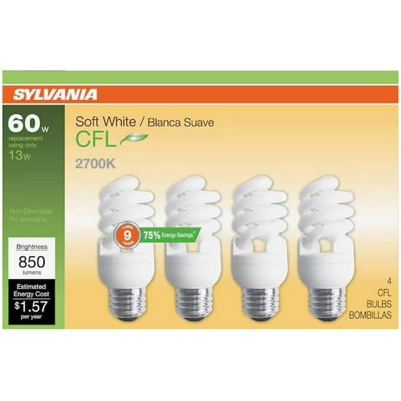 YANTON CFL T2 Twist Light Bulb, 60W Equivalent, Efficient 13W, 850 ...